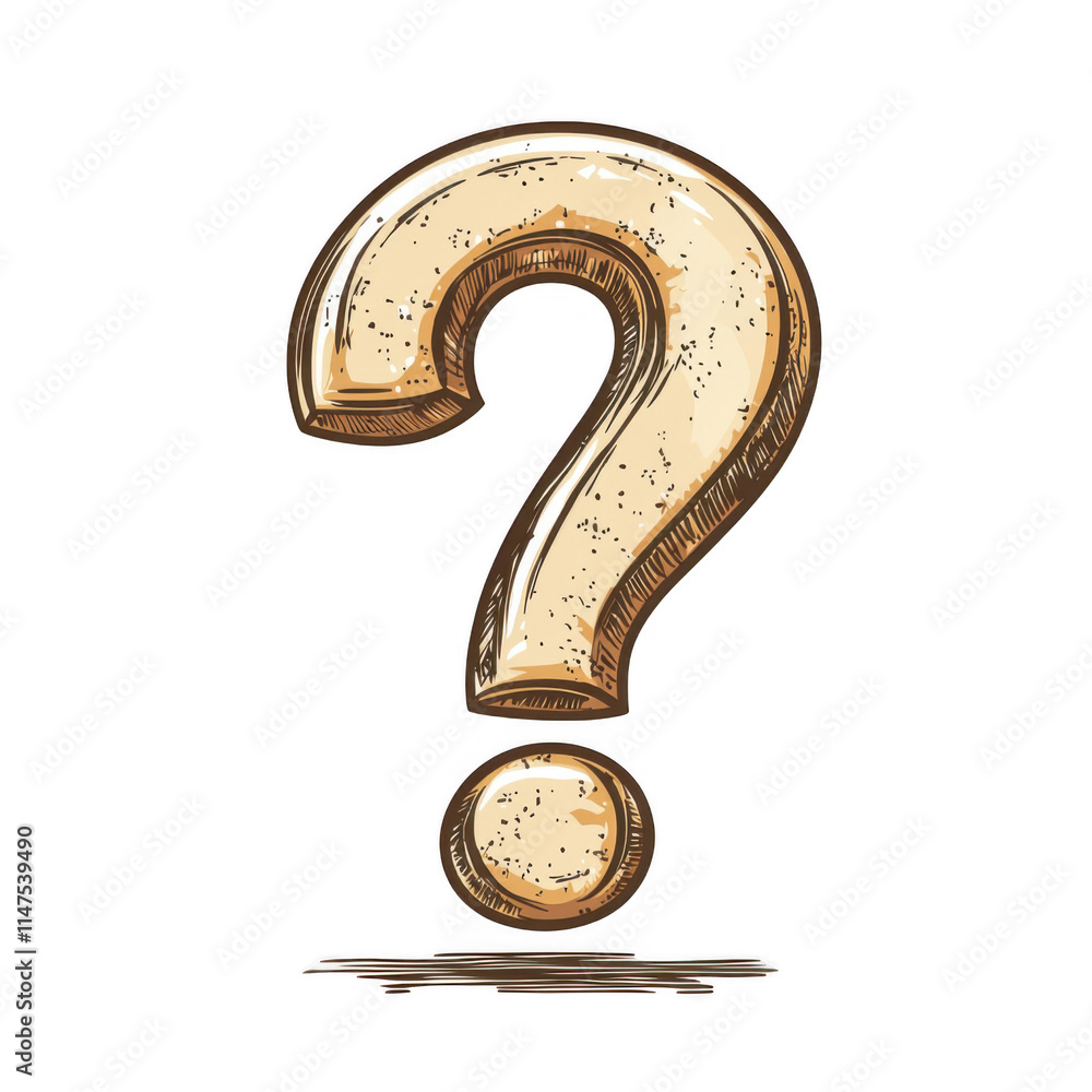 Brown icon of rough Question mark isolated on a transparent background ...