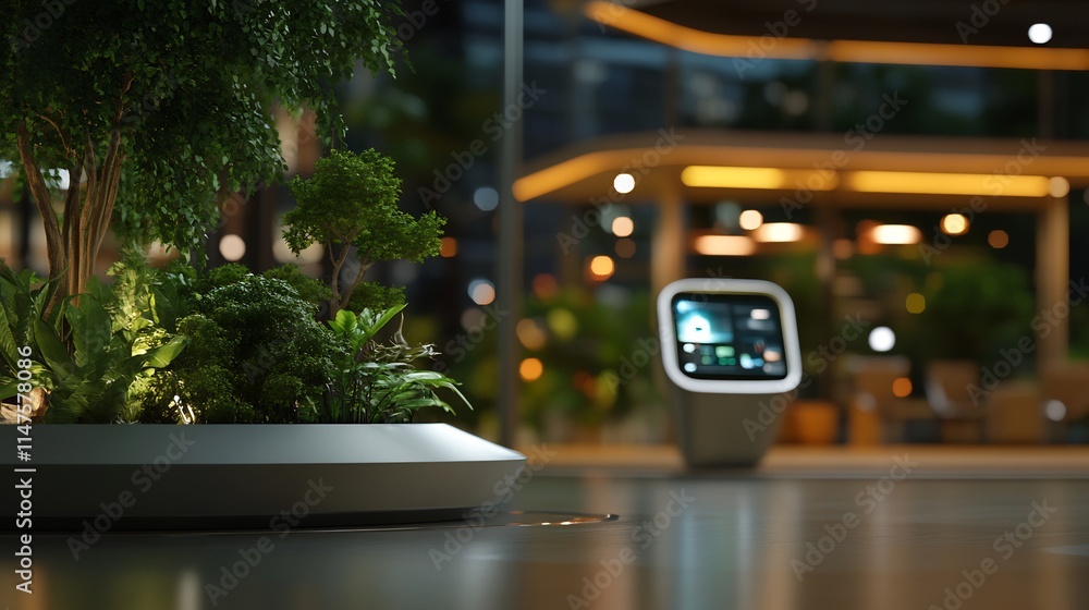 Indoor Oasis: Greenery Meets Technology in a Modern Setting. Lush ...