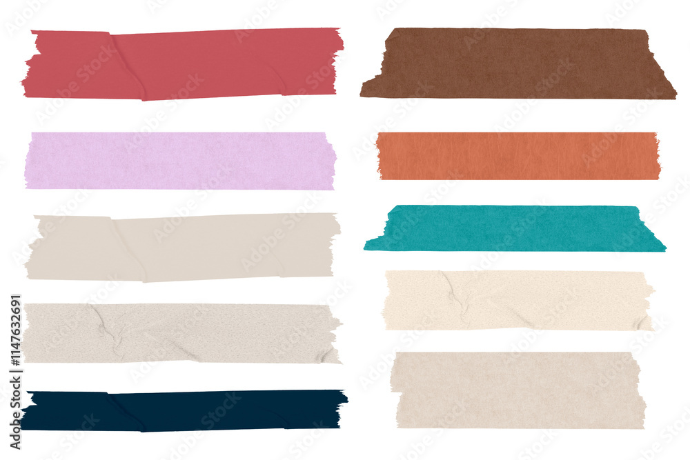 Ripped washi tape png sticker, colorful paper with texture set on ...