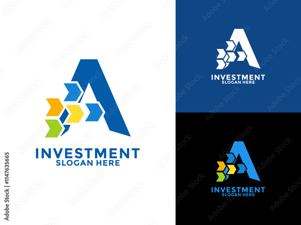 Initial Letter A with Arrow logo design vector. Investment initial ...