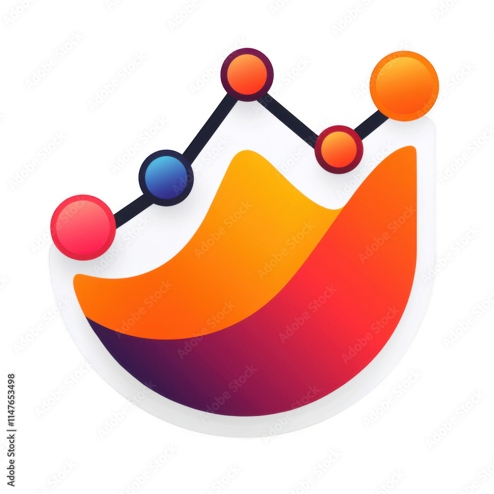 orange icon of Line chart isolated on a transparent background ...