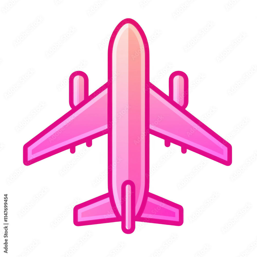 pink icon of Airplane isolated on a transparent background Minimalist ...