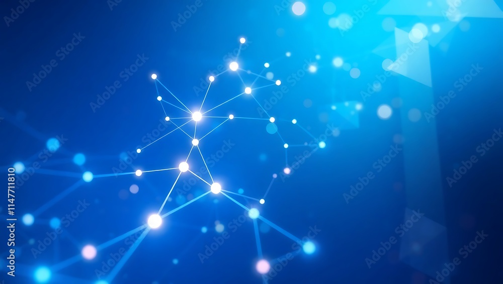 Abstract artificial intelligence background with glowing, interconnected data nodes forming a ...
