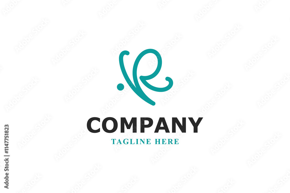 letter k and r butterfly minimal logo Stock Vector | Adobe Stock