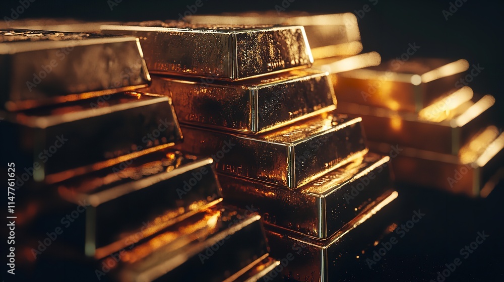 Piles of Gold Bullion Bars Stacked on Black Background 16k Resolution ...
