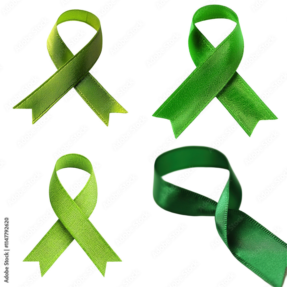 Promoting organ donation with green awareness ribbon transparent ...