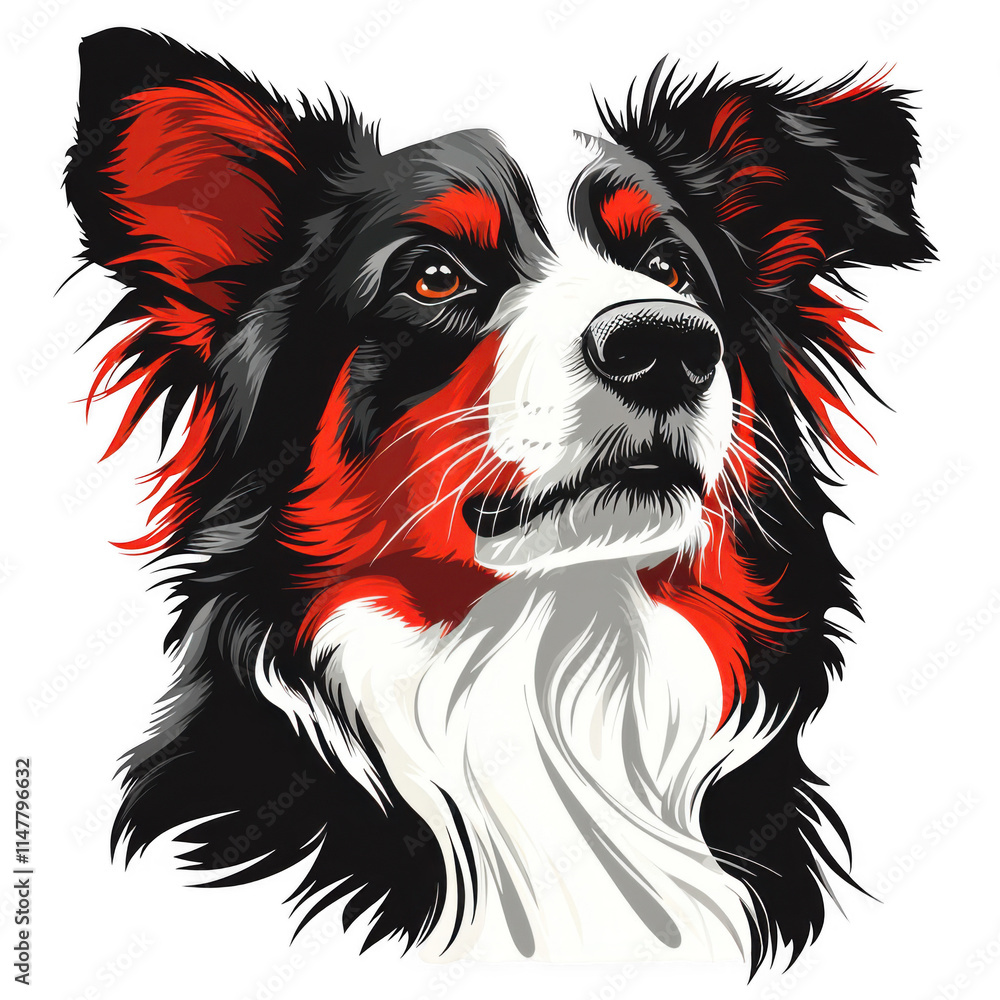 Red icon of Australian Shepherd dog isolated on a transparent ...