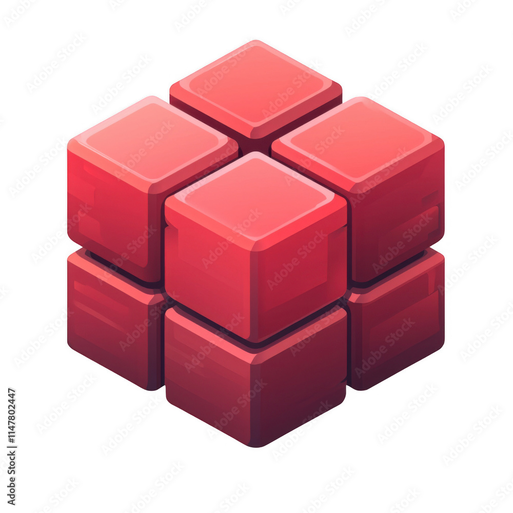 Red icon of Brick isolated on a transparent background Minimalist flat ...