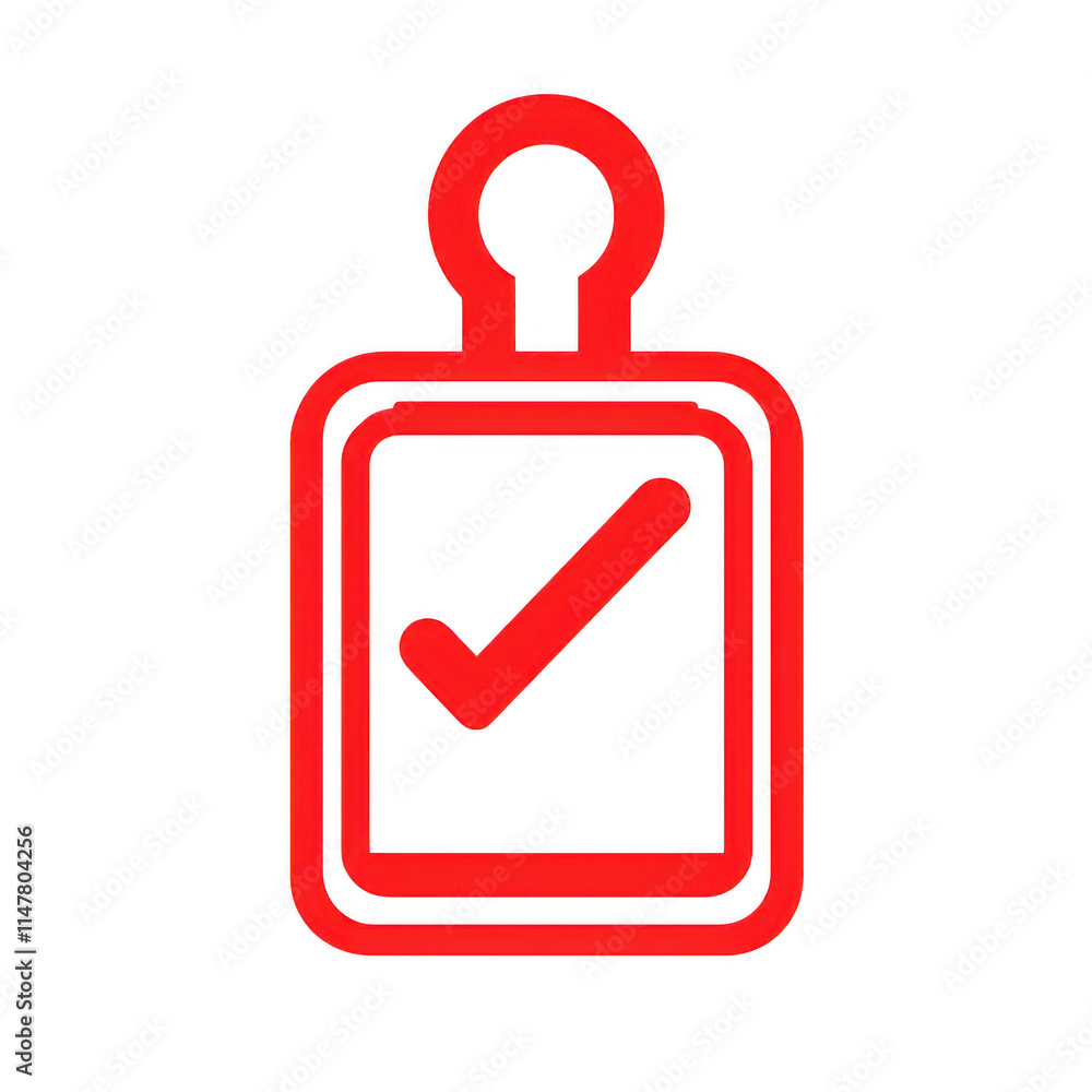 Red icon of Check-in icon, check mark sign png Minimalist flat icon ...