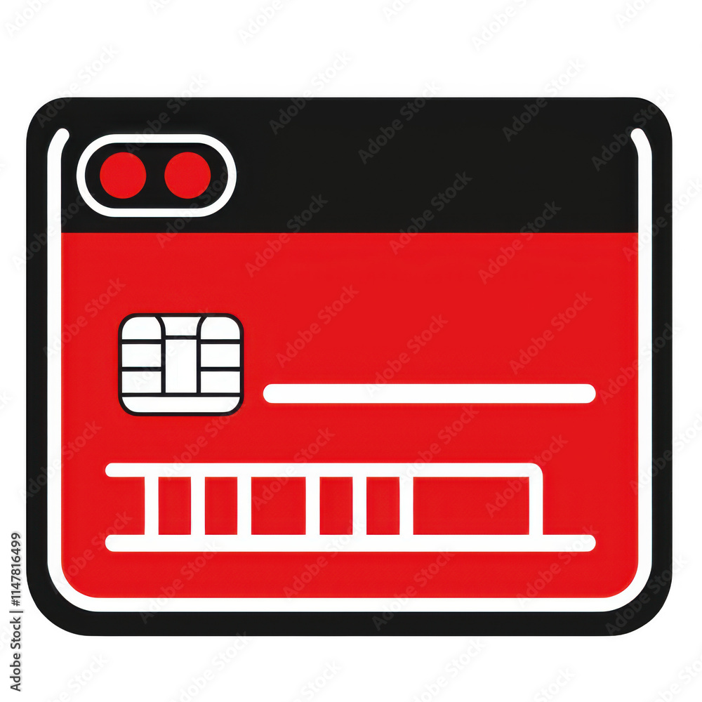 Red icon of Credit Card isolated on a transparent background Minimalist ...