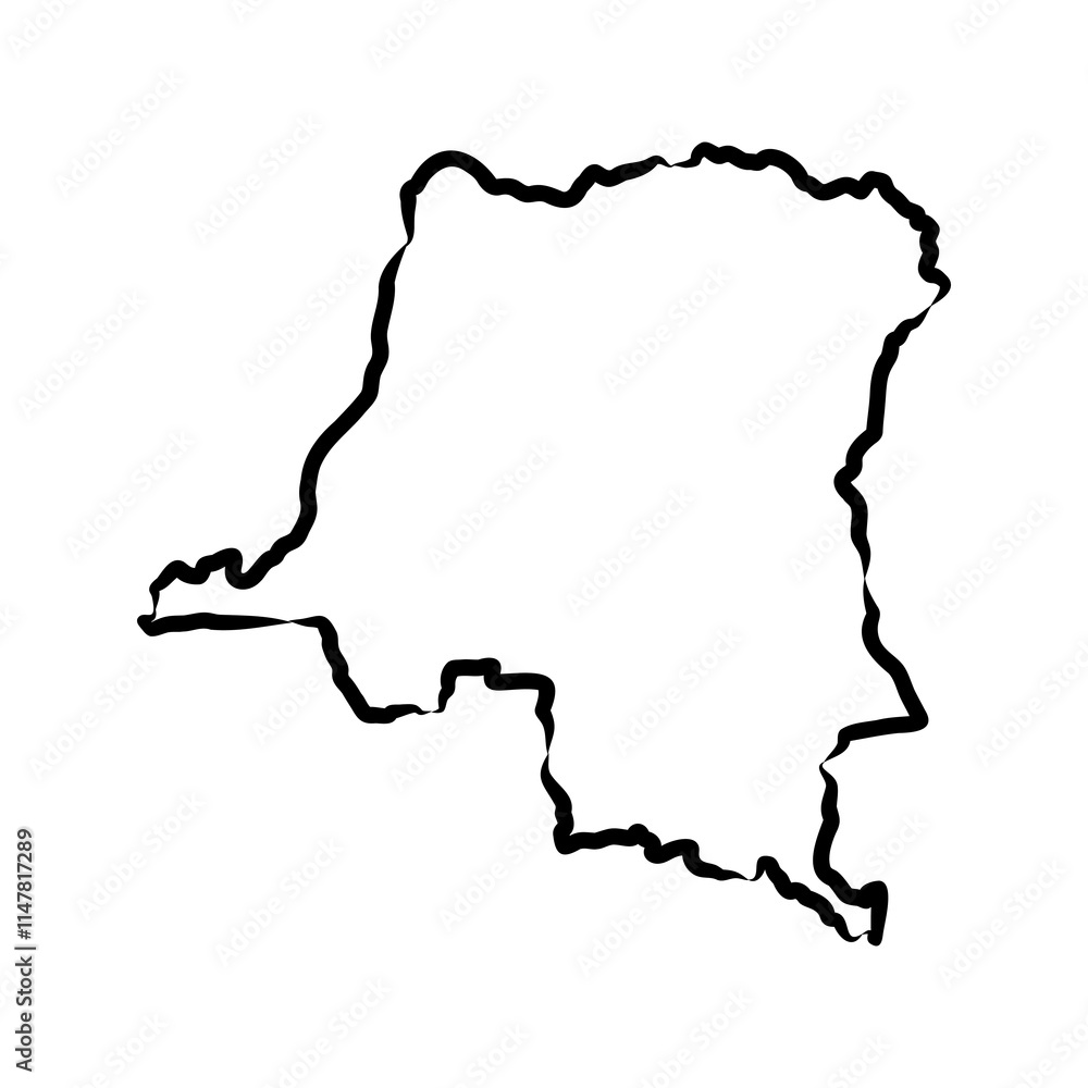 Democratic Republic of the Congo political map vector sketch ...
