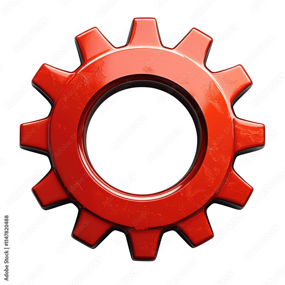 Red icon of Gear isolated on a transparent background Minimalist flat ...