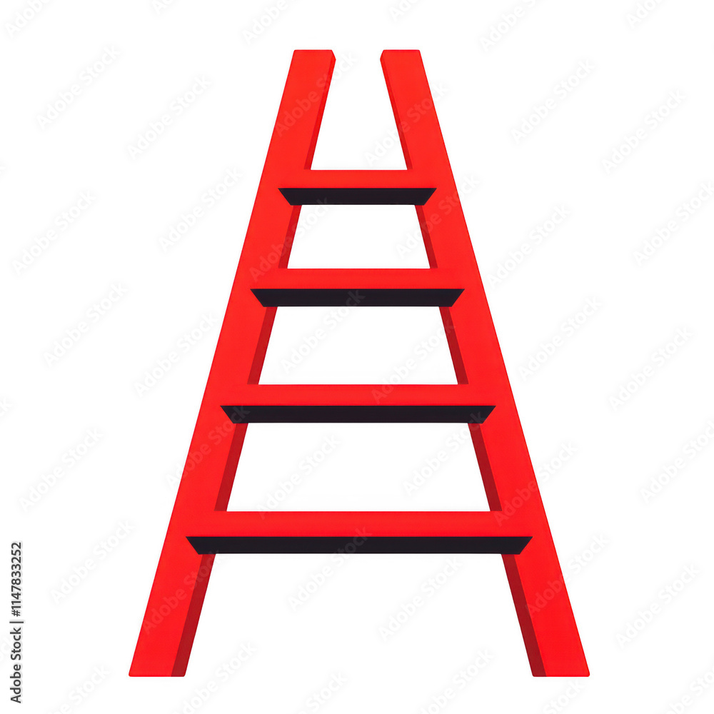Red icon of Ladder isolated on a transparent background Minimalist flat ...