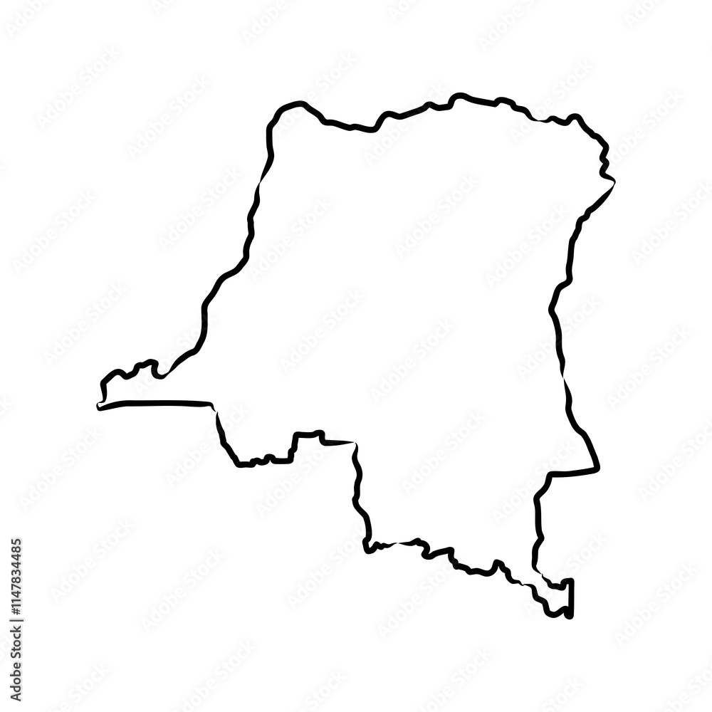 Democratic Republic of the Congo political map vector sketch ...