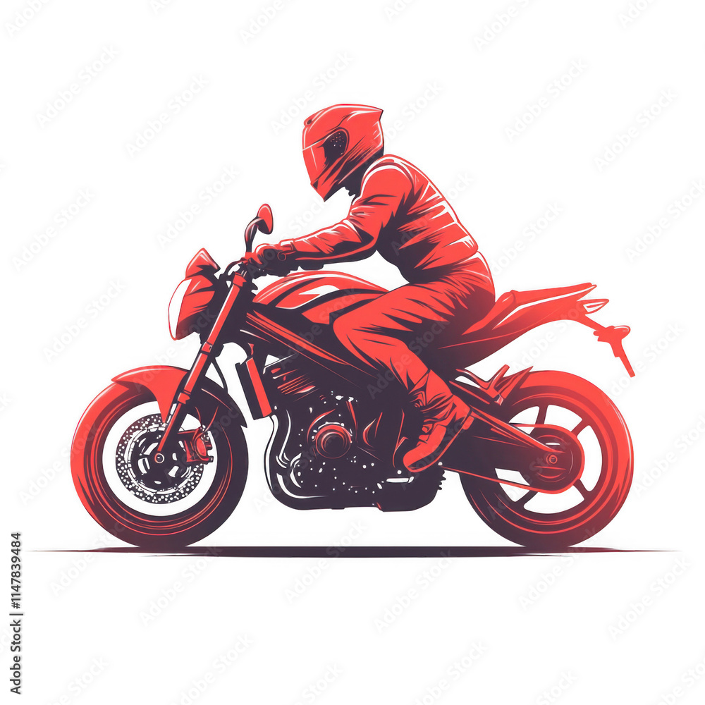 Red icon of Motorcycle isolated on a transparent background Minimalist ...