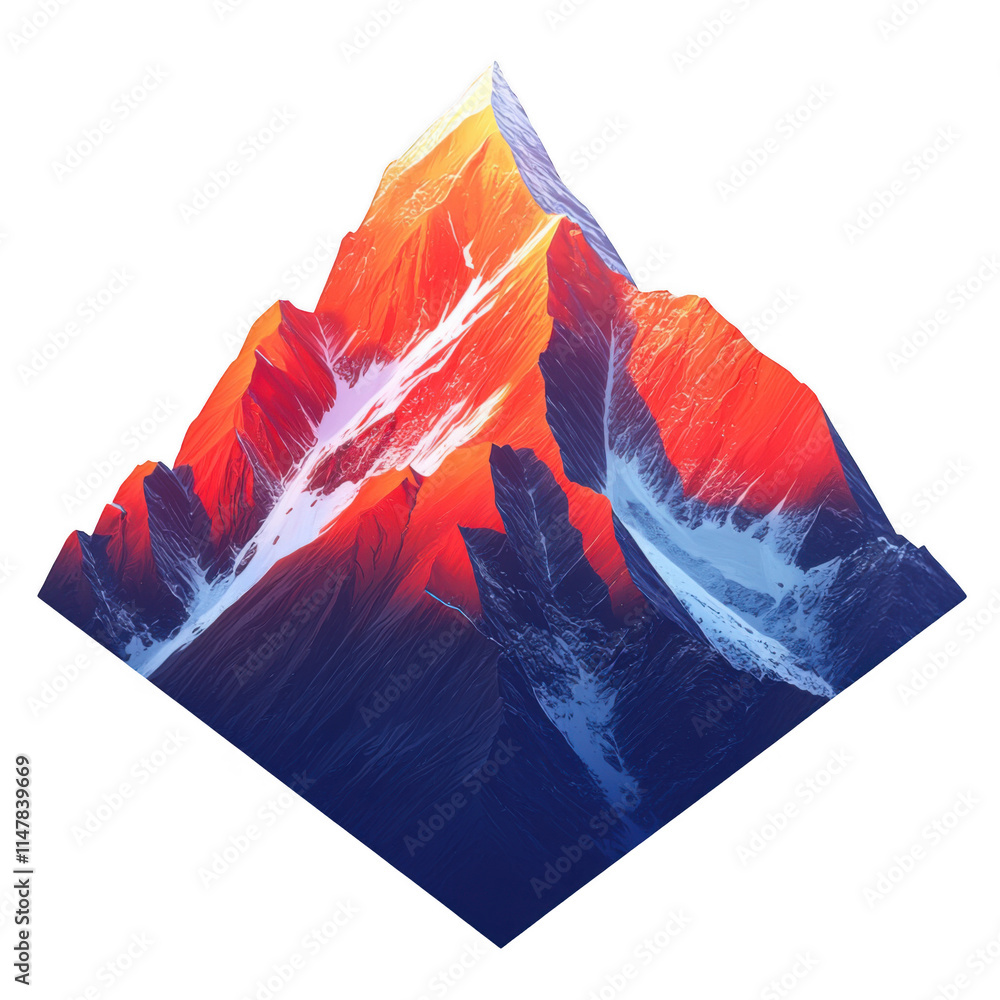 Red icon of Mountain isolated on a transparent background Minimalist ...