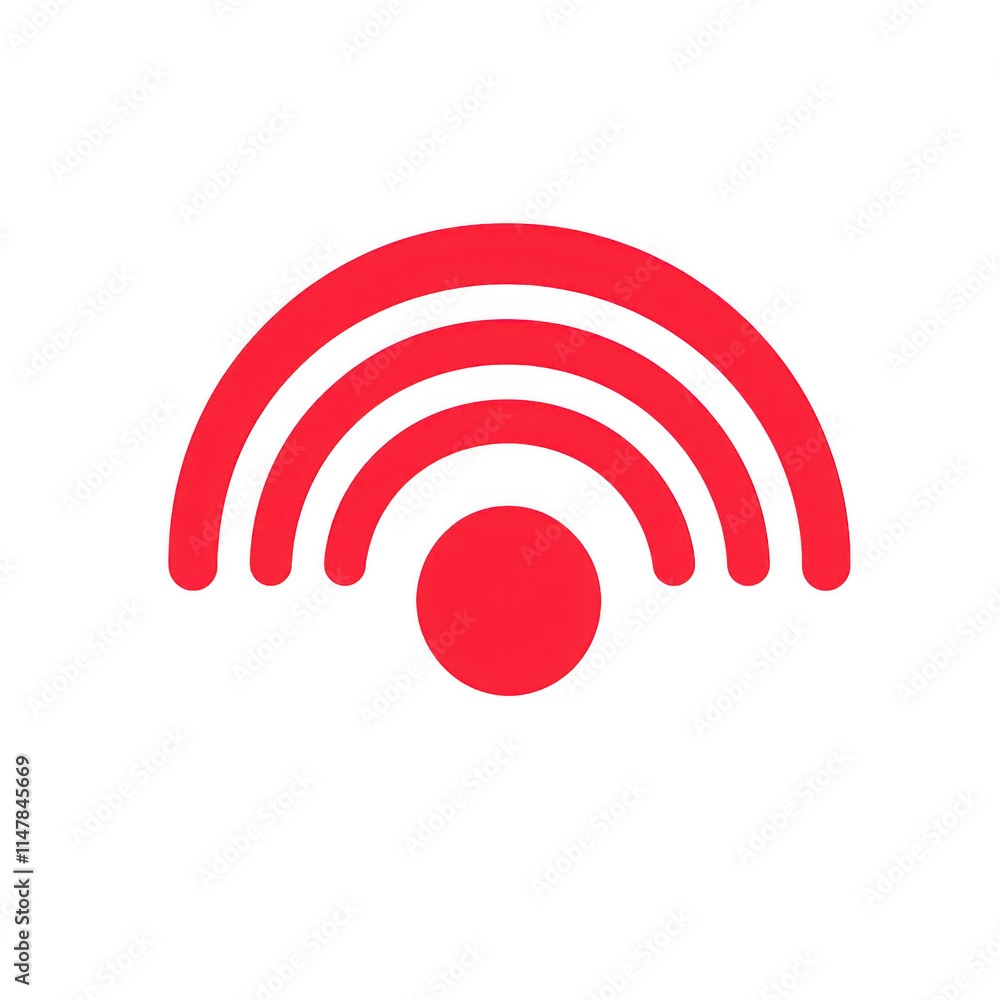 Red icon of Radio isolated on a transparent background Minimalist flat ...