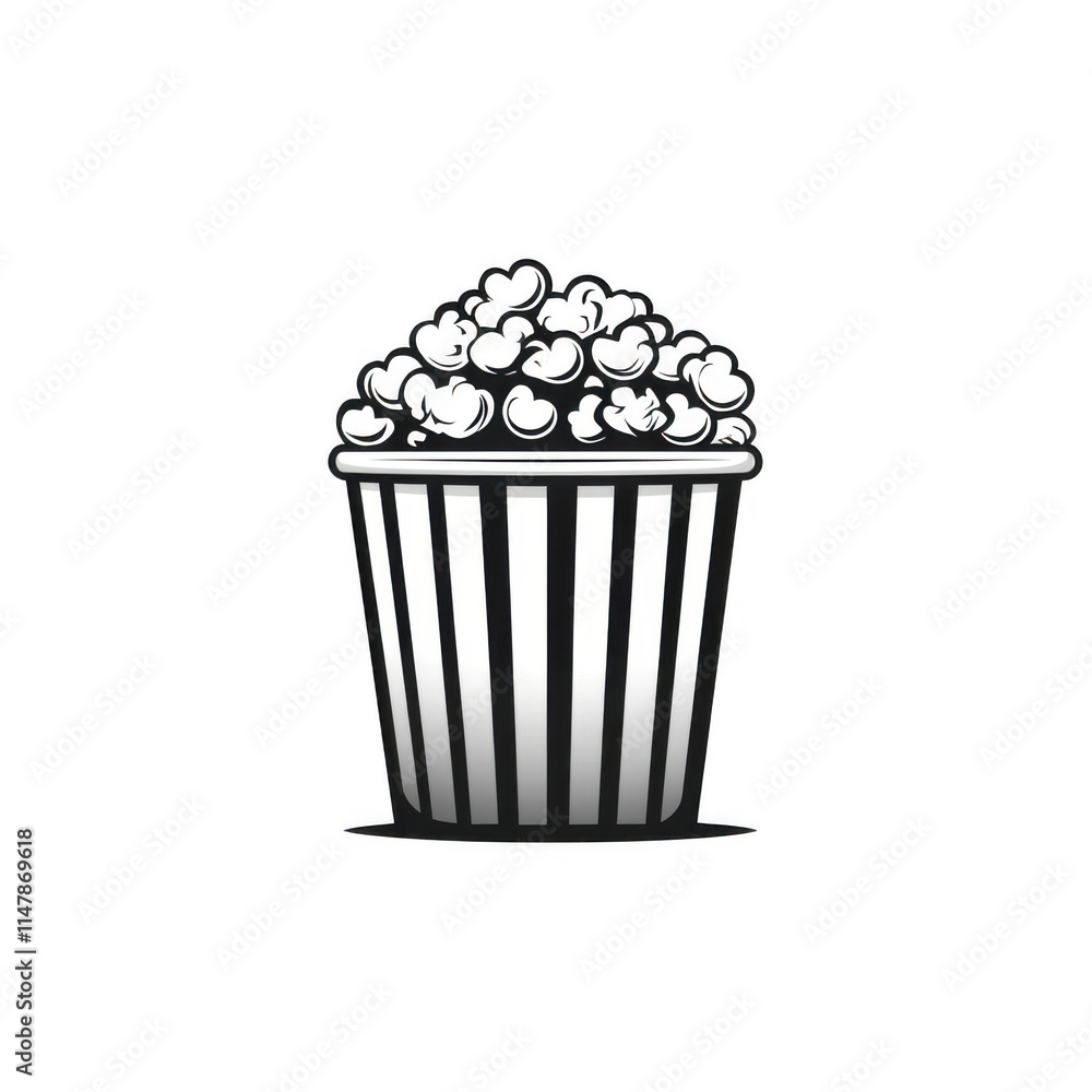 white icon of Popcorn isolated on a transparent background Minimalist ...