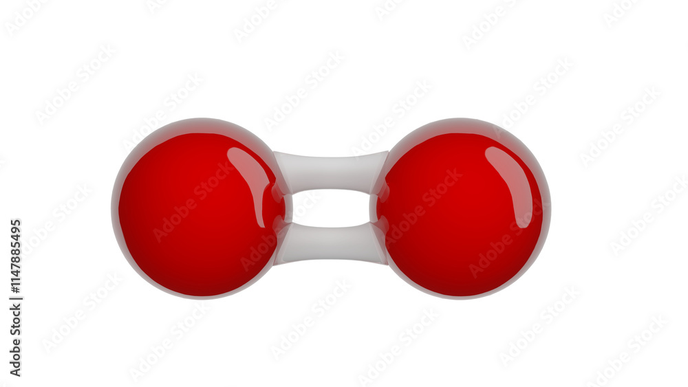 Molecule of Oxygen. Molecular formula: O2. Chemical model: Ball and ...