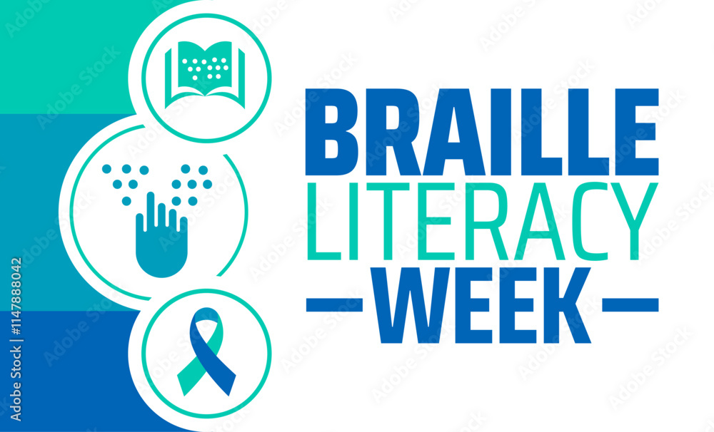 Braille Literacy Week background banner or poster design template ...