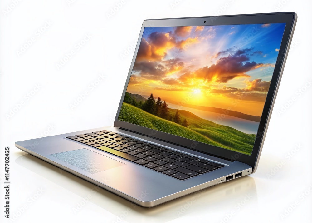 Isometric Laptop Rear View, Open Laptop Perspective, 3D Laptop ...