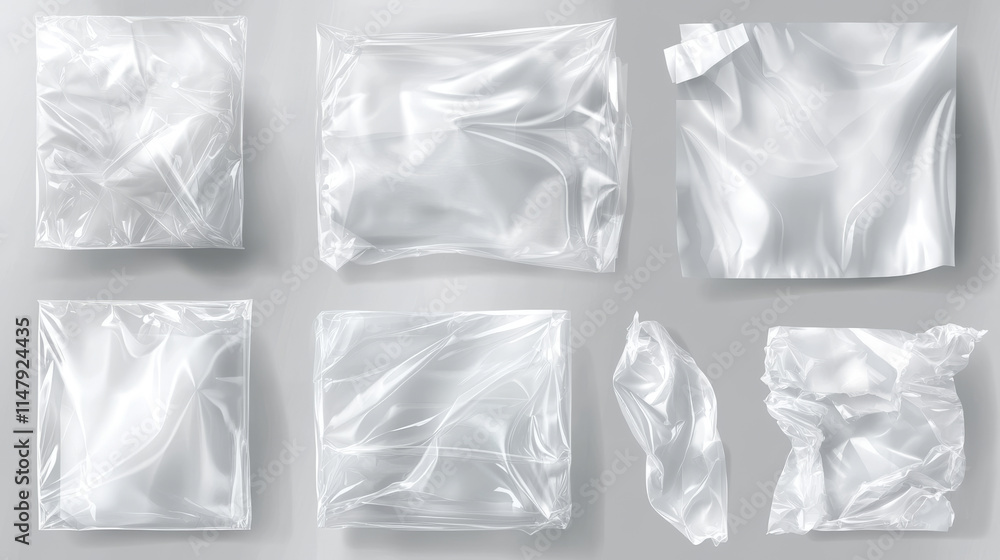 ภาพประกอบ Stock Vinyl transparent wrap film for packaging with overlay ...