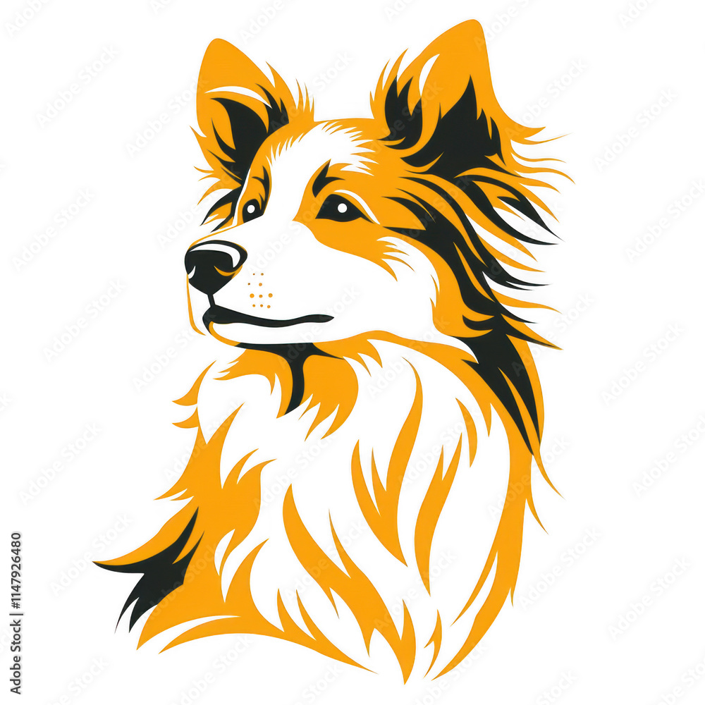 yellow icon of Shetland Sheepdog dog isolated on a transparent ...
