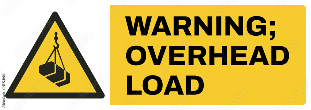 ISO warning safety signs uppercase text_warning ; overhead load ...