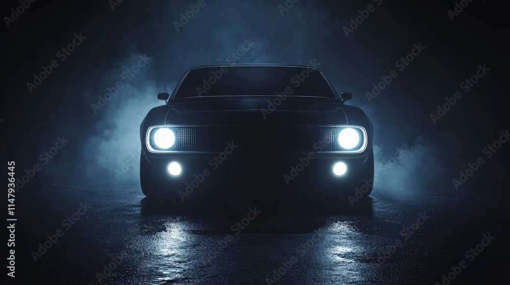Realistic night car light flare vector effect isolated on transparent ...