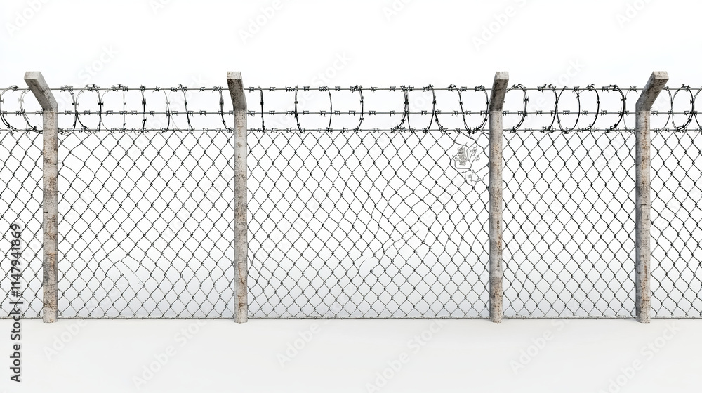 Metal fence mesh, pattern of steel wire grid isolated on white ...