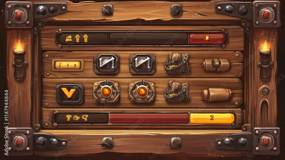 Win and lose ui game screen design, wooden winner panel with score and ...