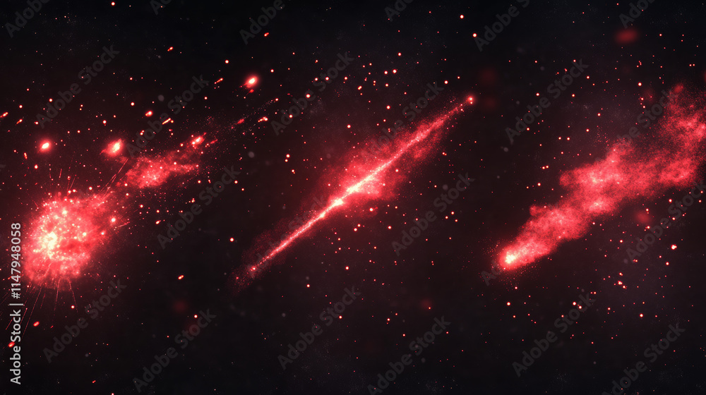 Thunder game lightning effect vector set. Isolated magic red neon ...