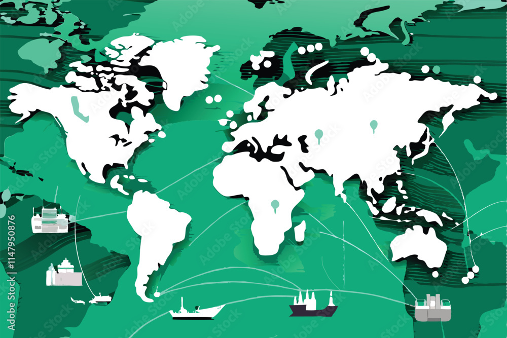 Vector de Stock Generate a detailed world map illustrating major global ...