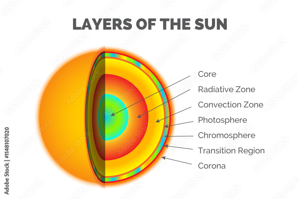 Layers of the Sun - Core, Radiative Zone, Convection Zone, Photosphere ...