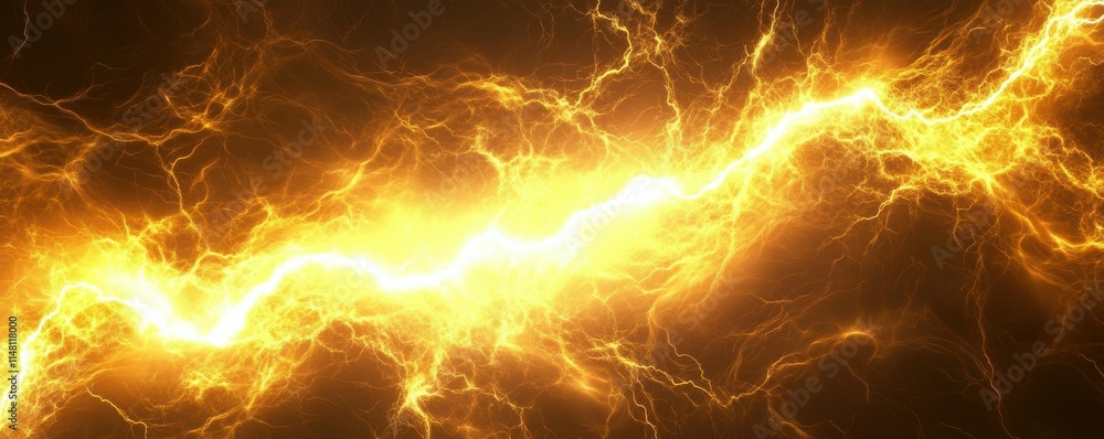 Lightning, electric energy, bright yellow flashes, dynamic movement ...
