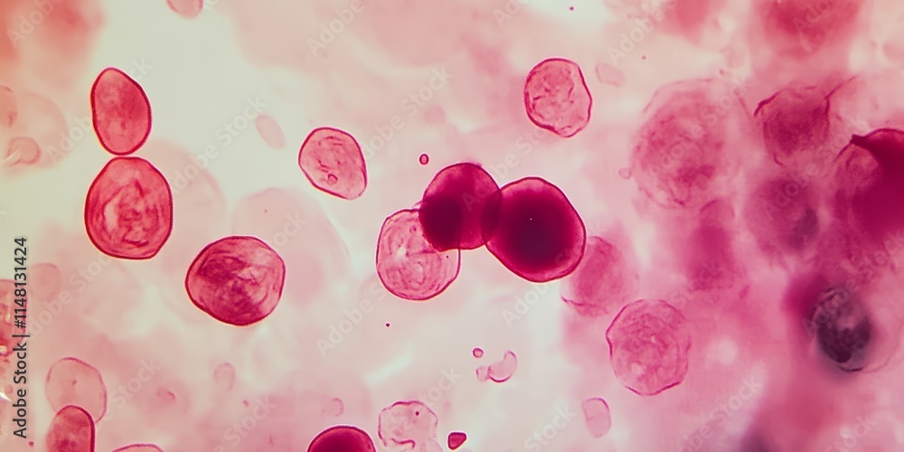 Microscopic examination of a blood smear using Leishman stain at 100x ...
