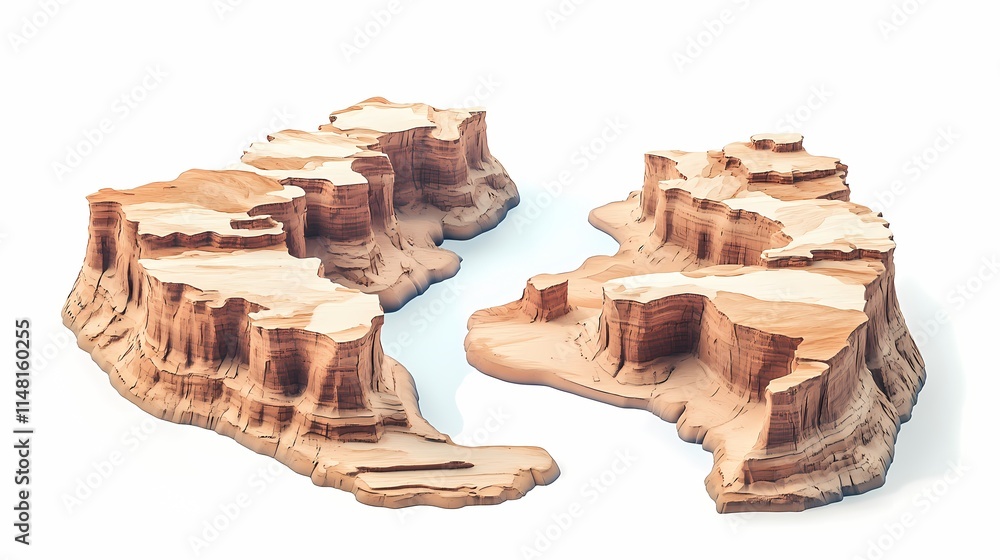 Abstract Representation of Layered Canyon Geology in a Stylized 3D ...