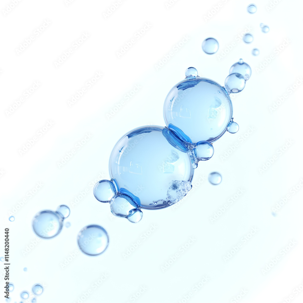 Ultra High quality and detailed image blue water bubbles, cut out in ...