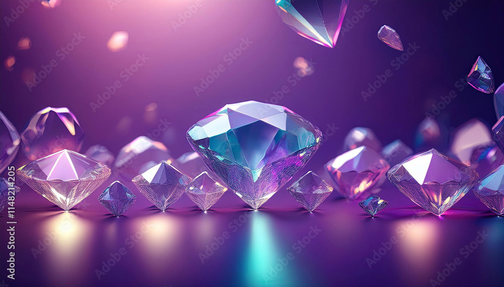 Beautiful big Diamonds on a transparent purple background studio ...