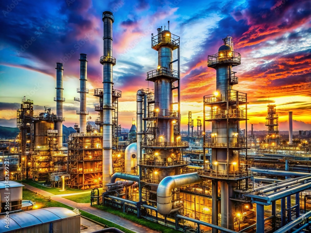 Oil Refinery Industrial Complex, Petroleum Processing Plant, Energy ...