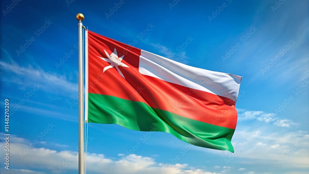 Oman Flag Waving, Blue Sky, Rule of Thirds, Patriotic Image, National ...