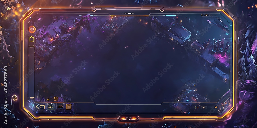 Futuristic Game Interface Design Showing a Dark Fantasy World Stock ...