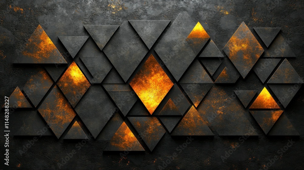 Abstract background of overlapping triangles in varying sizes and ...