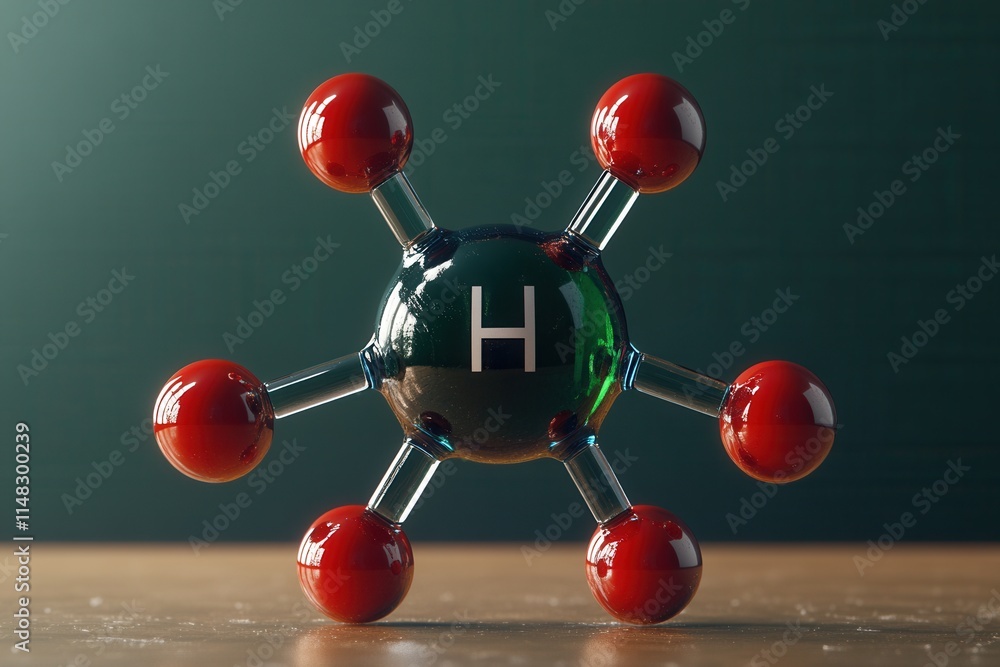 3D model of a water molecule, illustrating hydrogen and oxygen atoms ...