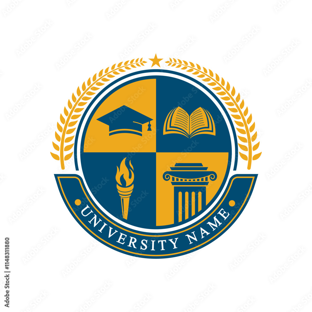 University college school badge logo design vector Stock Vector | Adobe ...