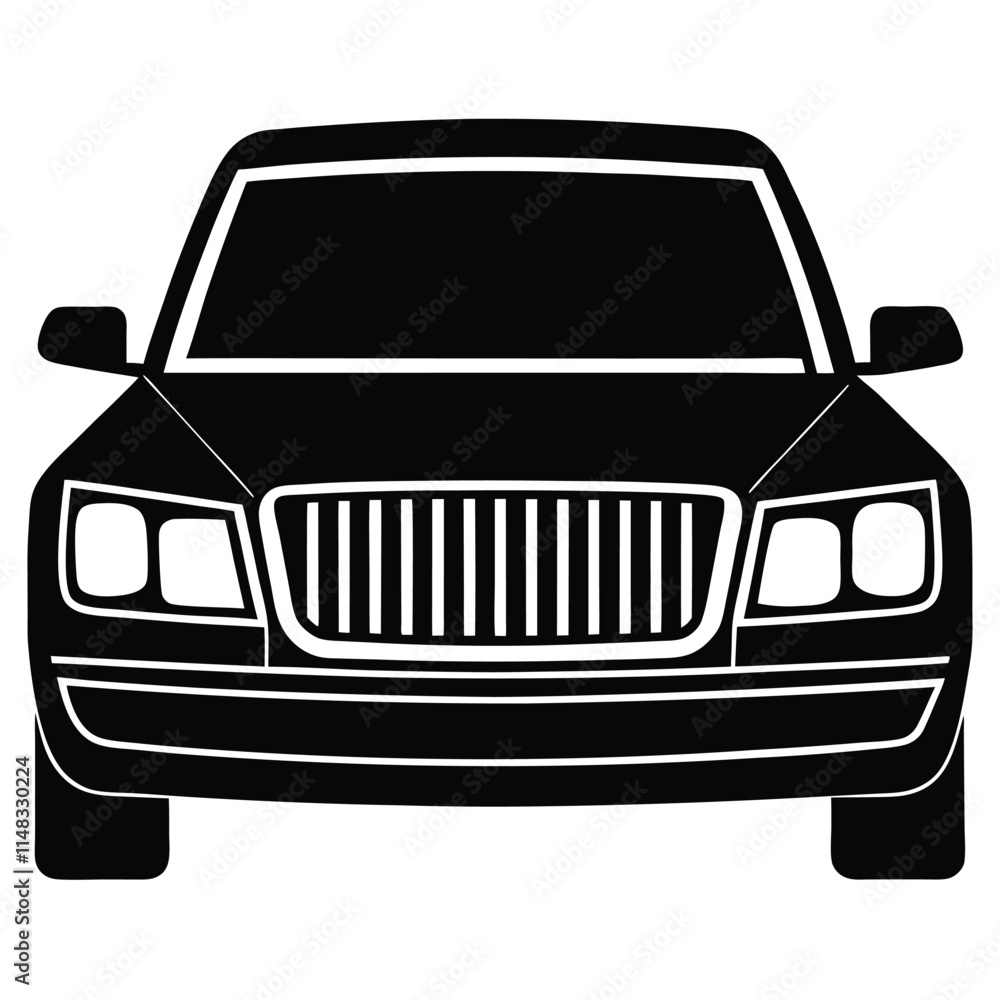 Limousine front view silhouette on white background Stock Vector ...