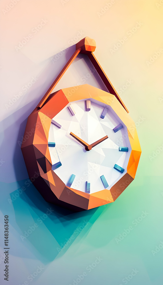 Geometric clock hanging on a wall, with a gradient background, for ...