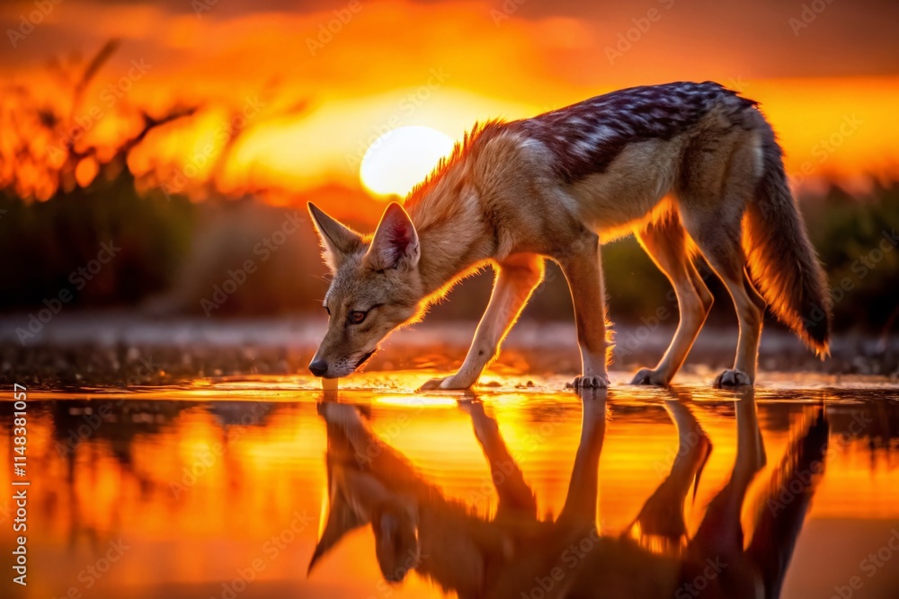Sunset Jackal Double Exposure: African Wildlife Photography, Canis ...