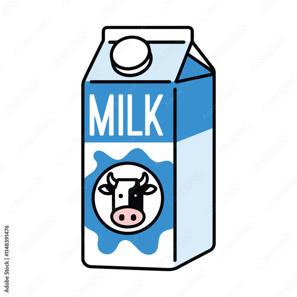 Tall vanilla milk carton clipart. Cute flat vector illustration of ...
