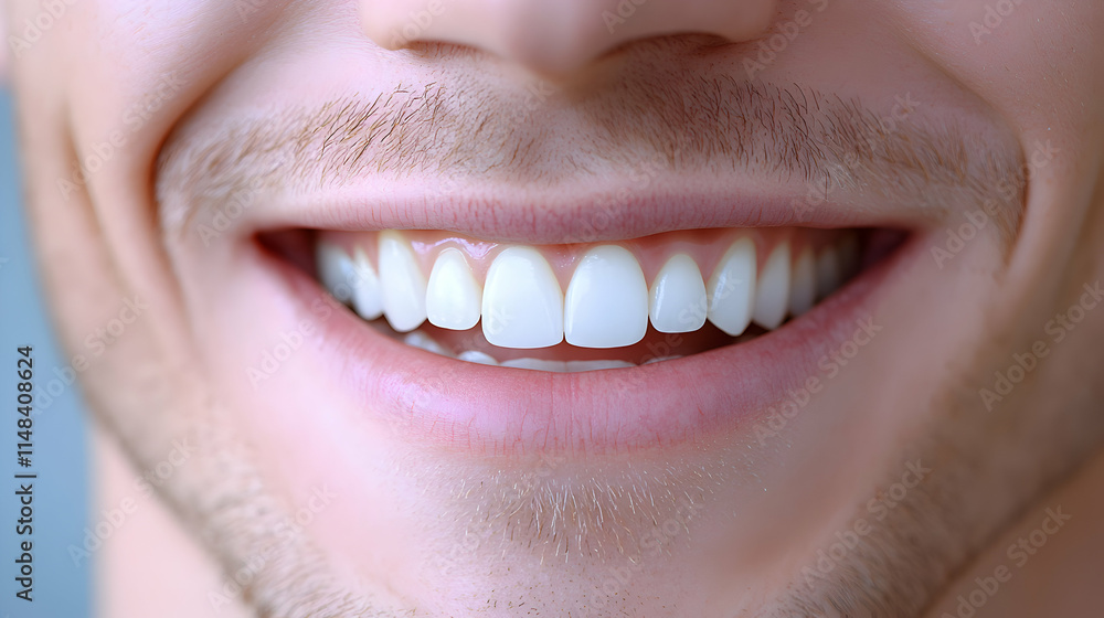 Bright, Healthy Smile, Close-up of Man's Radiant Teeth and Gums ...